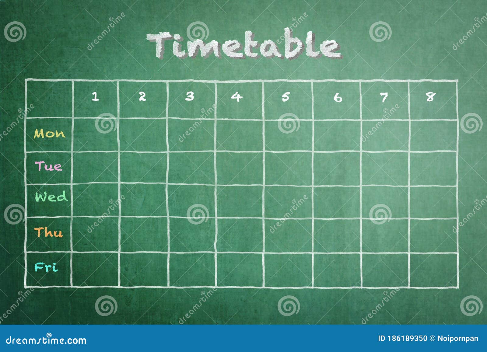 School Timetable on Green Chalkboard Background Stock Photo - Image of ...