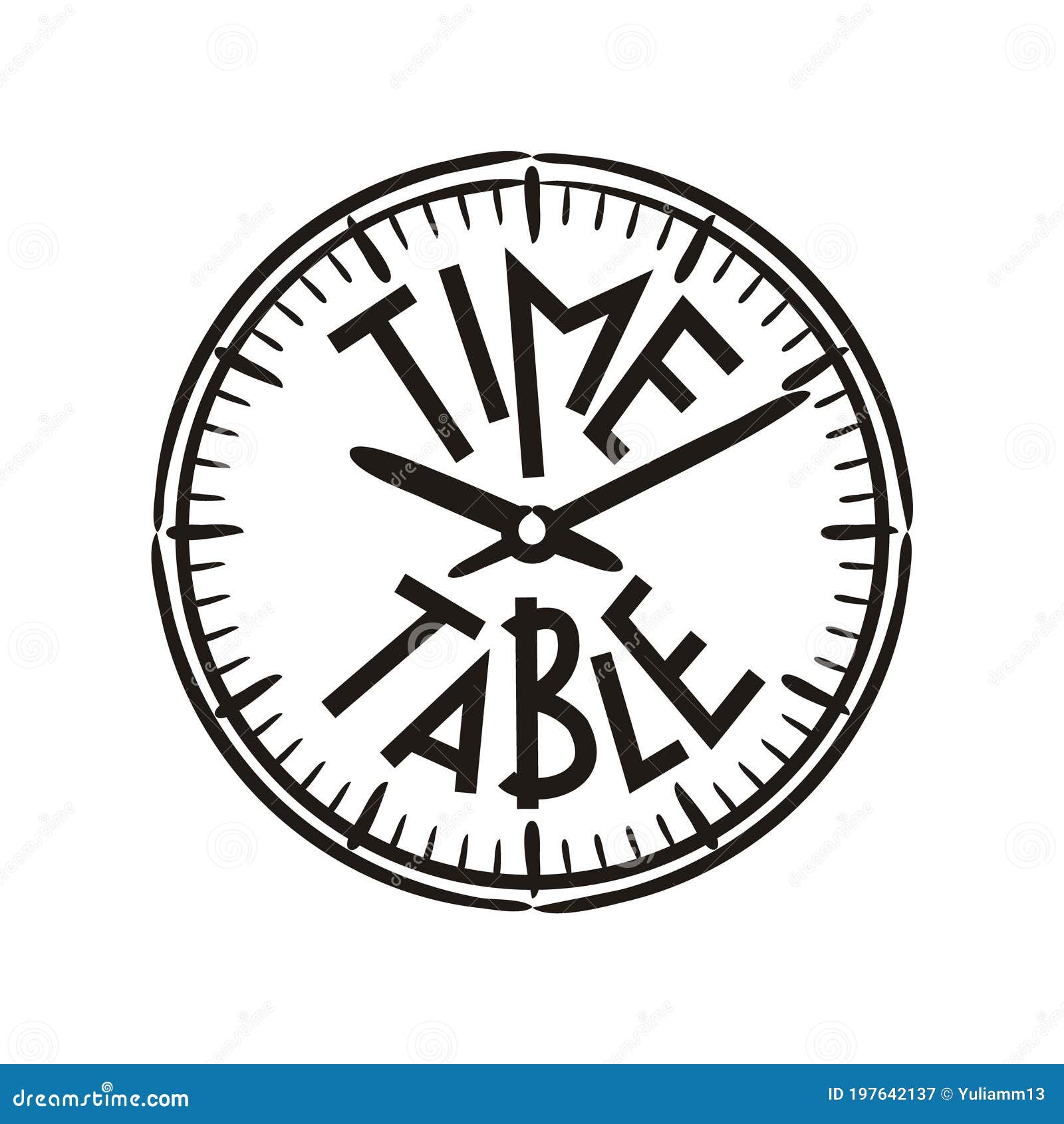 School Timetable Logo with Hand Drawn Clock Stock Vector - Illustration ...