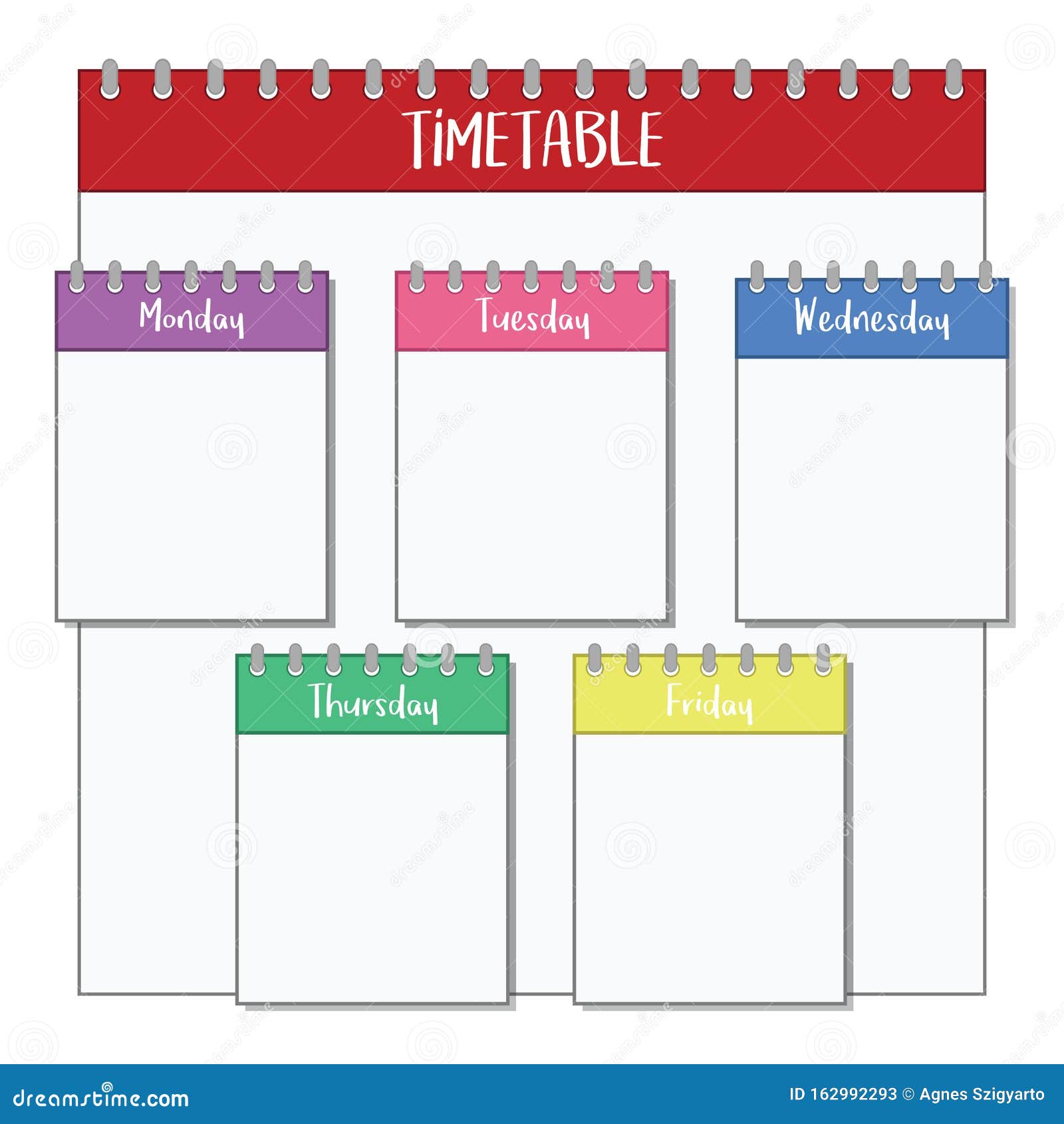 School Timetable in Notepad Style Stock Vector - Illustration of ...