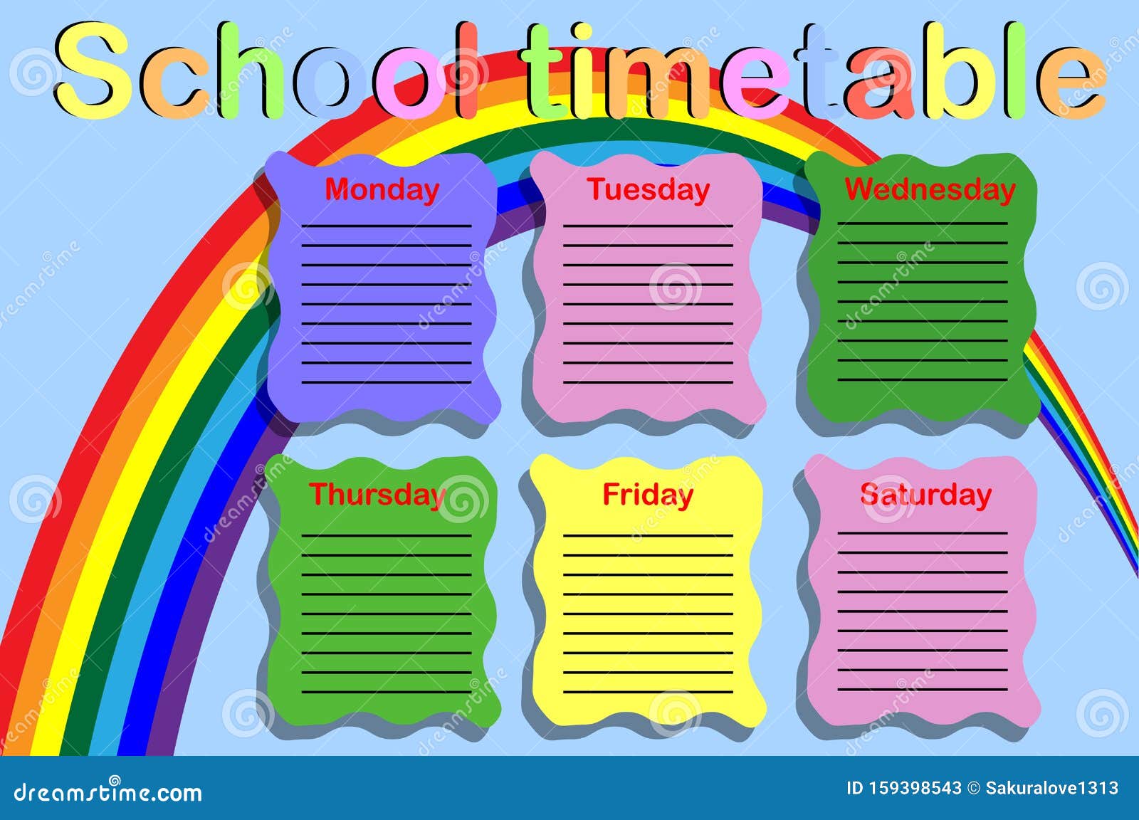 Template School Timetable for Students Stock Illustration ...