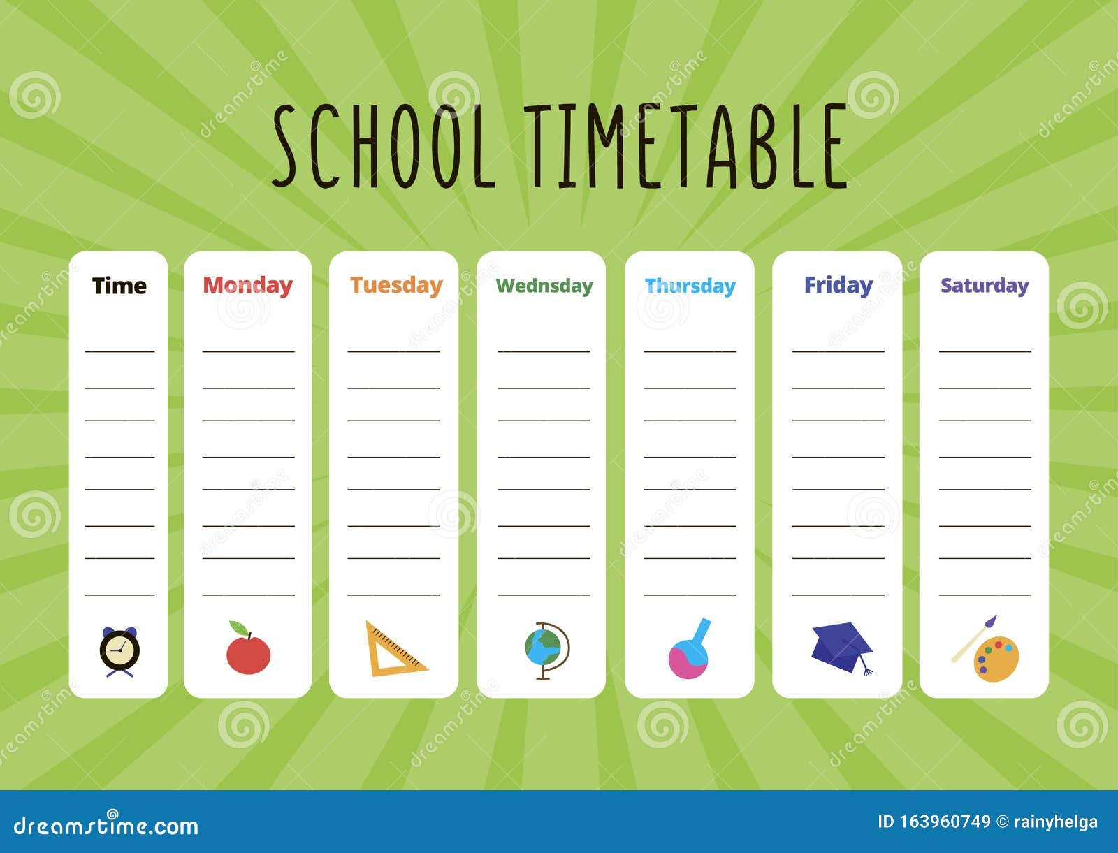 School Timetable with Place for Text Stock Vector - Illustration of ...