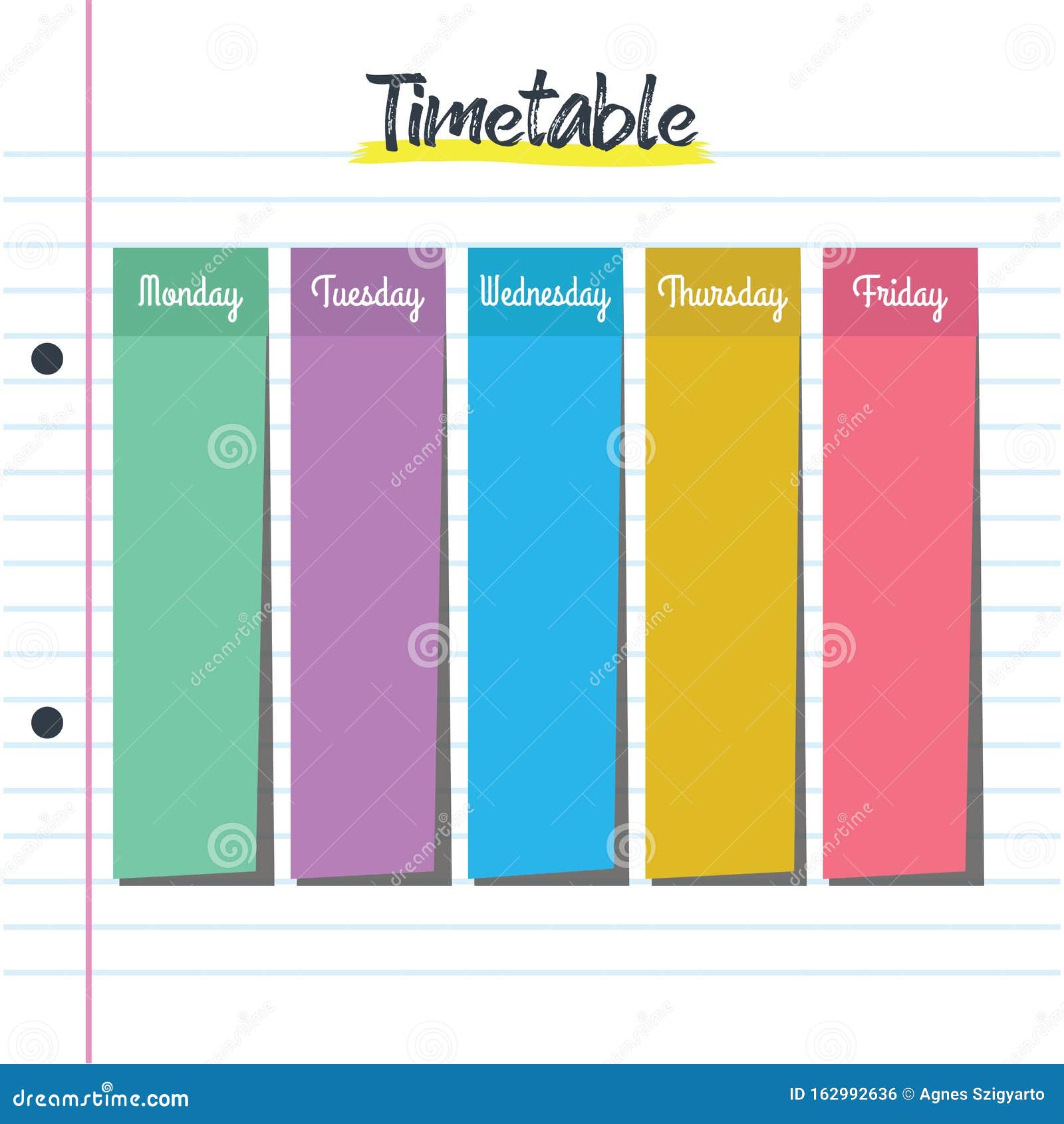 School Timetable with Post it Notes Stock Vector - Illustration of ...