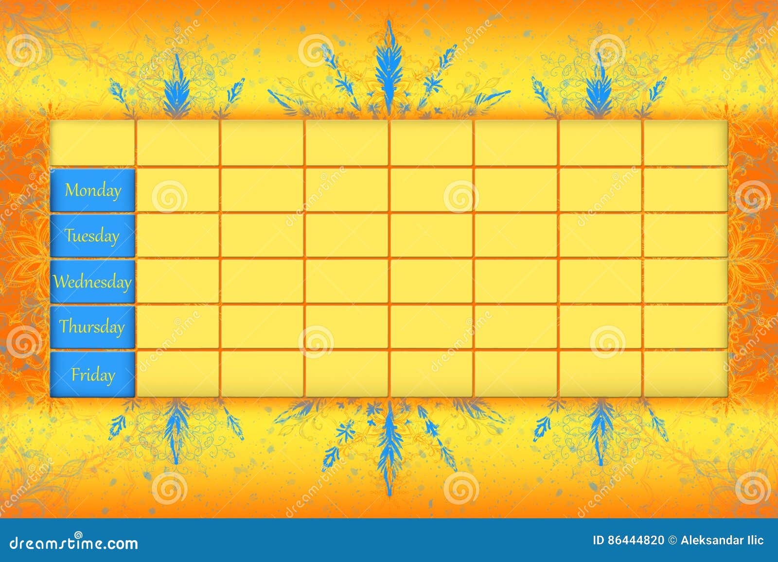 School Timetable Schedule with Colorfull Background 3D Illustration ...
