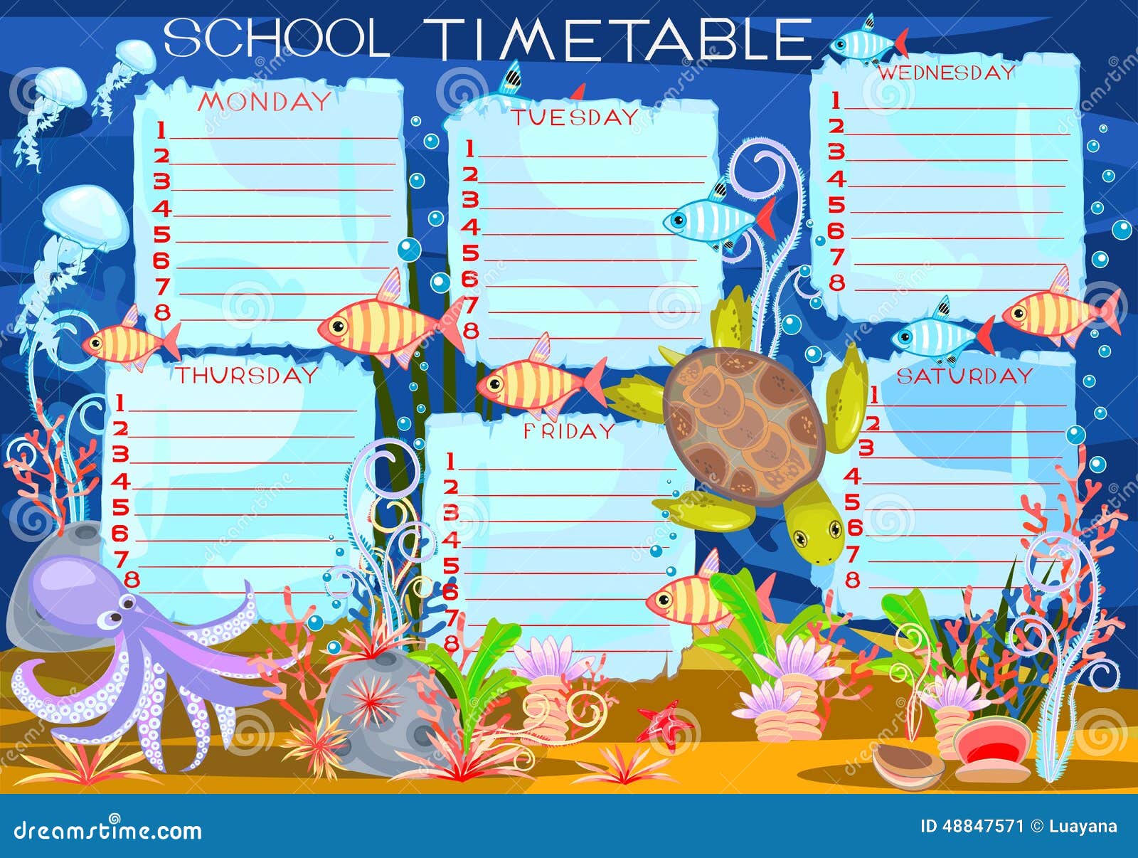 School timetable stock vector. Illustration of life, pointer - 48847571