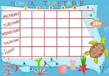 School timetable stock vector. Illustration of diary - 51482626