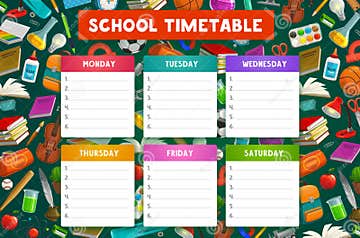 School Timetable, Student Book, Notebook, Pencil Stock Vector ...