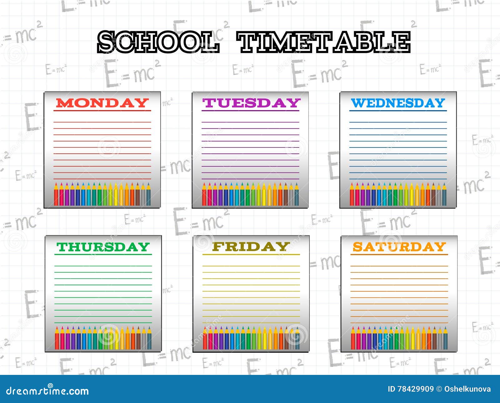 School Timetable for Students or Pupils with Days of Week Stock Vector ...