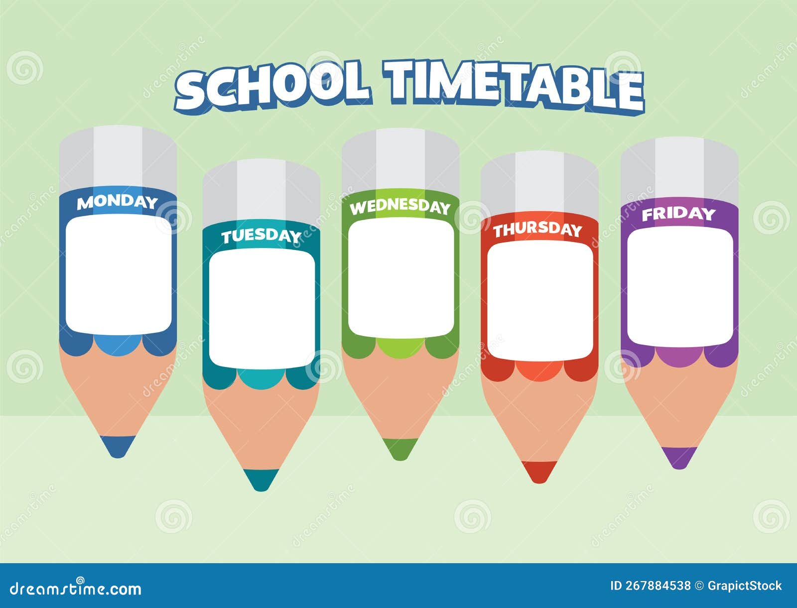Week Chart Or Plan And Study Planner, School Timetable Template Vector ...