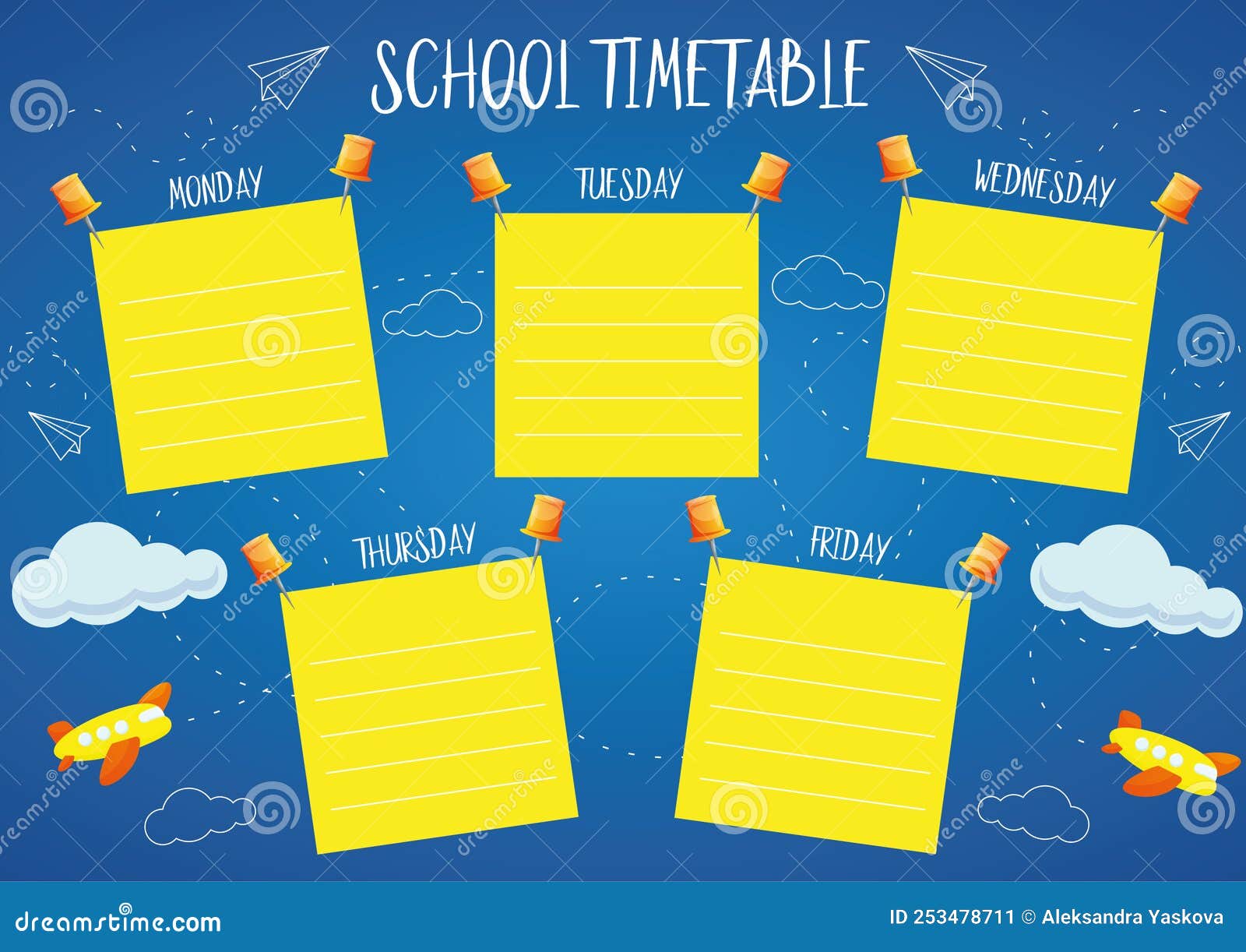 School Timetable Template for Kids with Days of the Week. Timetable ...