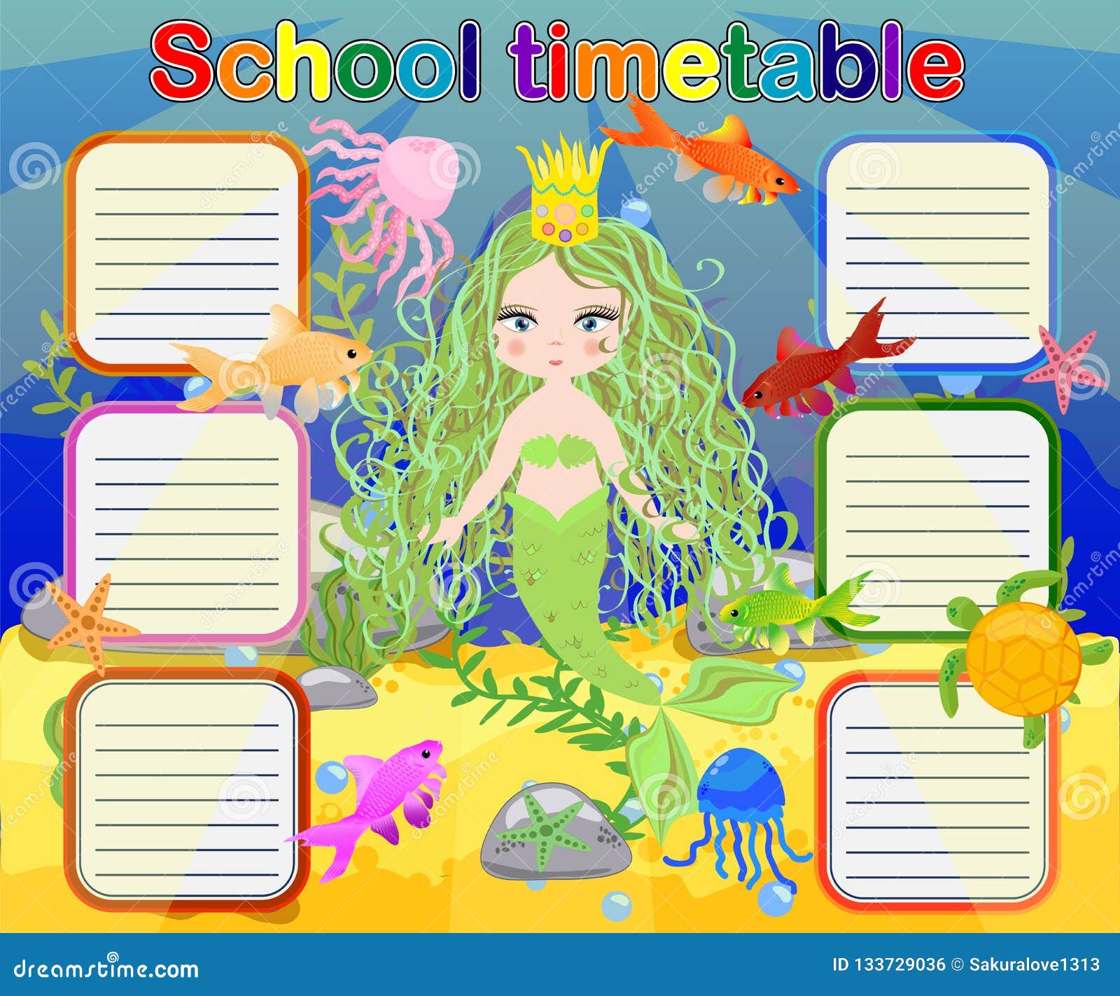School Timetable Template For Poster, Note, Book, Memorypad With ...
