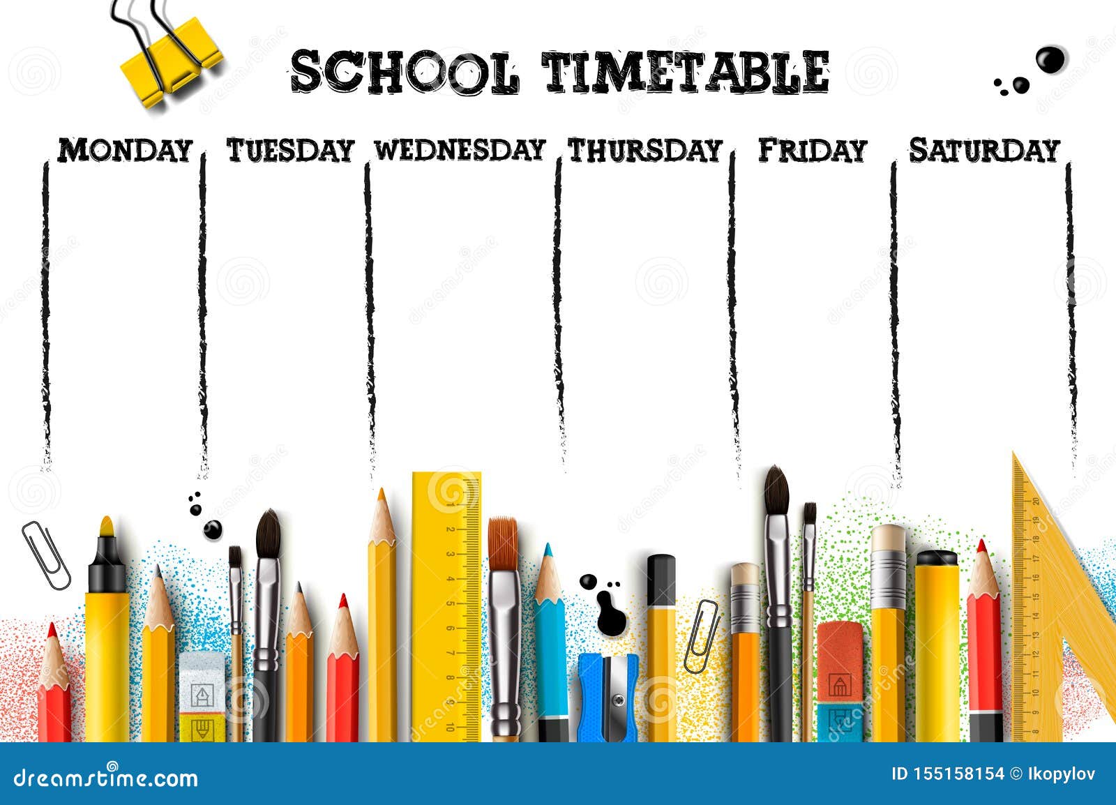 School Timetable Template for Students or Pupils. Vector Illustration ...