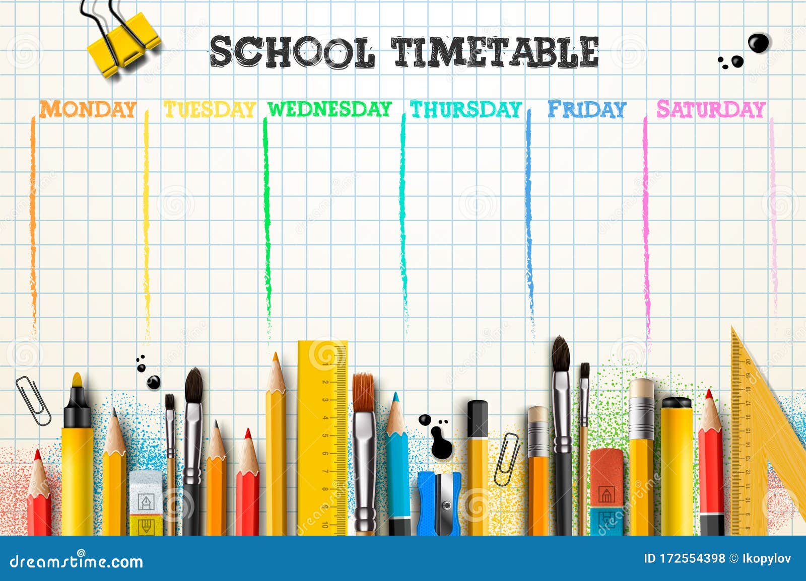 School Timetable Template for Students or Pupils. Vector Illustration ...