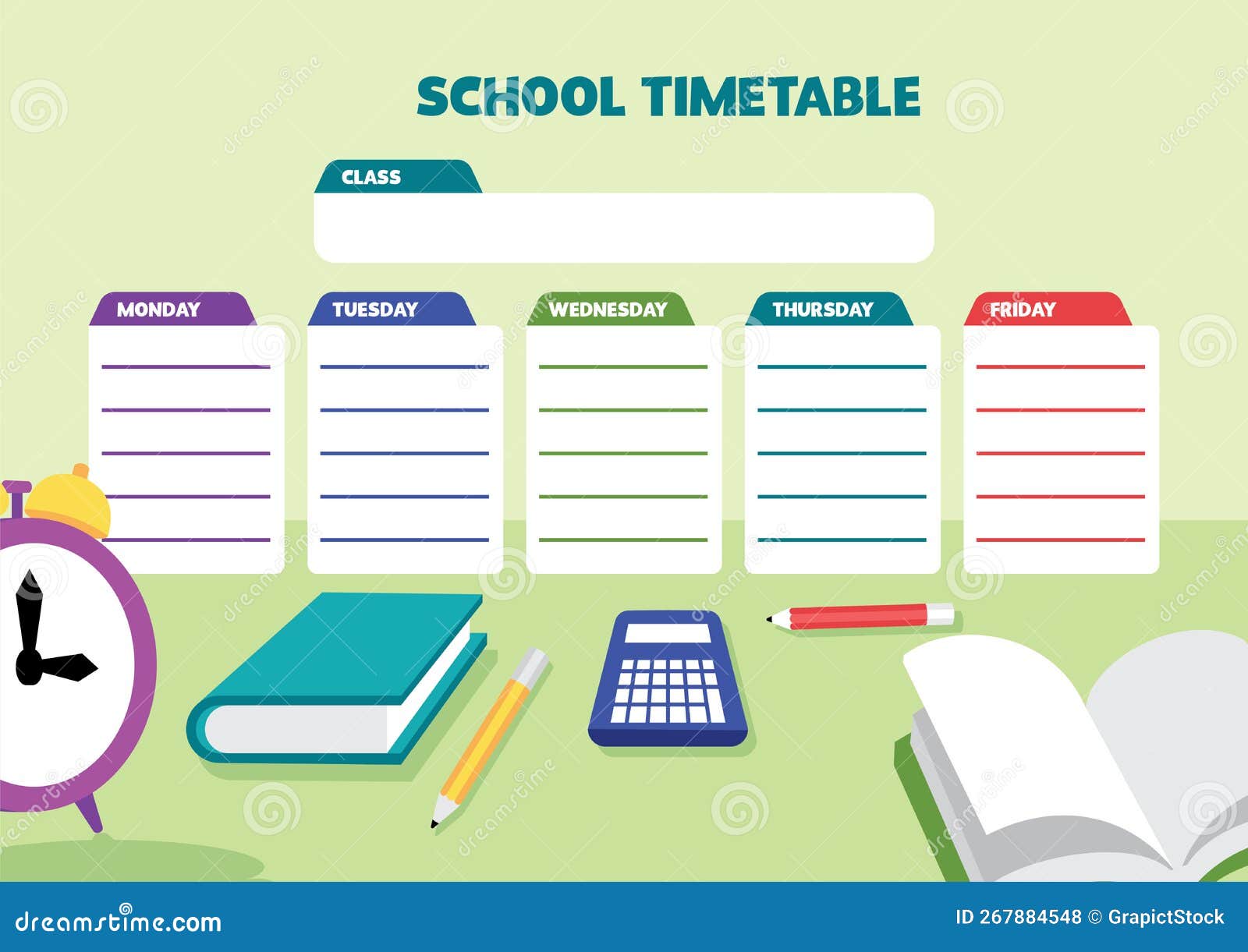 Lesson Schedule Template With Beautiful Cartoon Natural Background ...