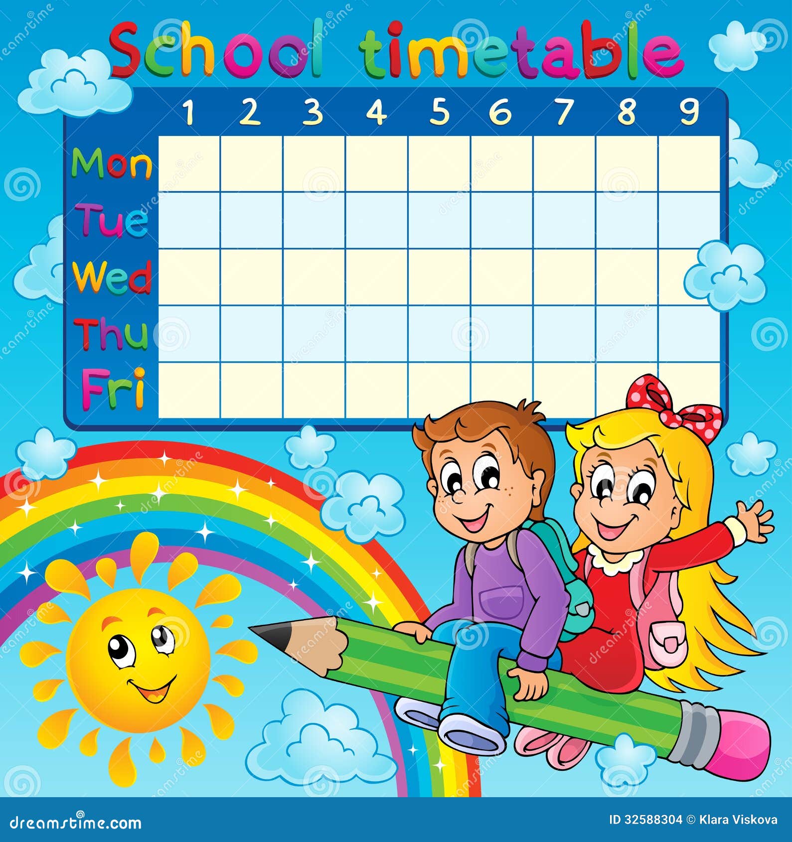 School Timetable Thematic Image 2 Stock Vector - Illustration of chart ...