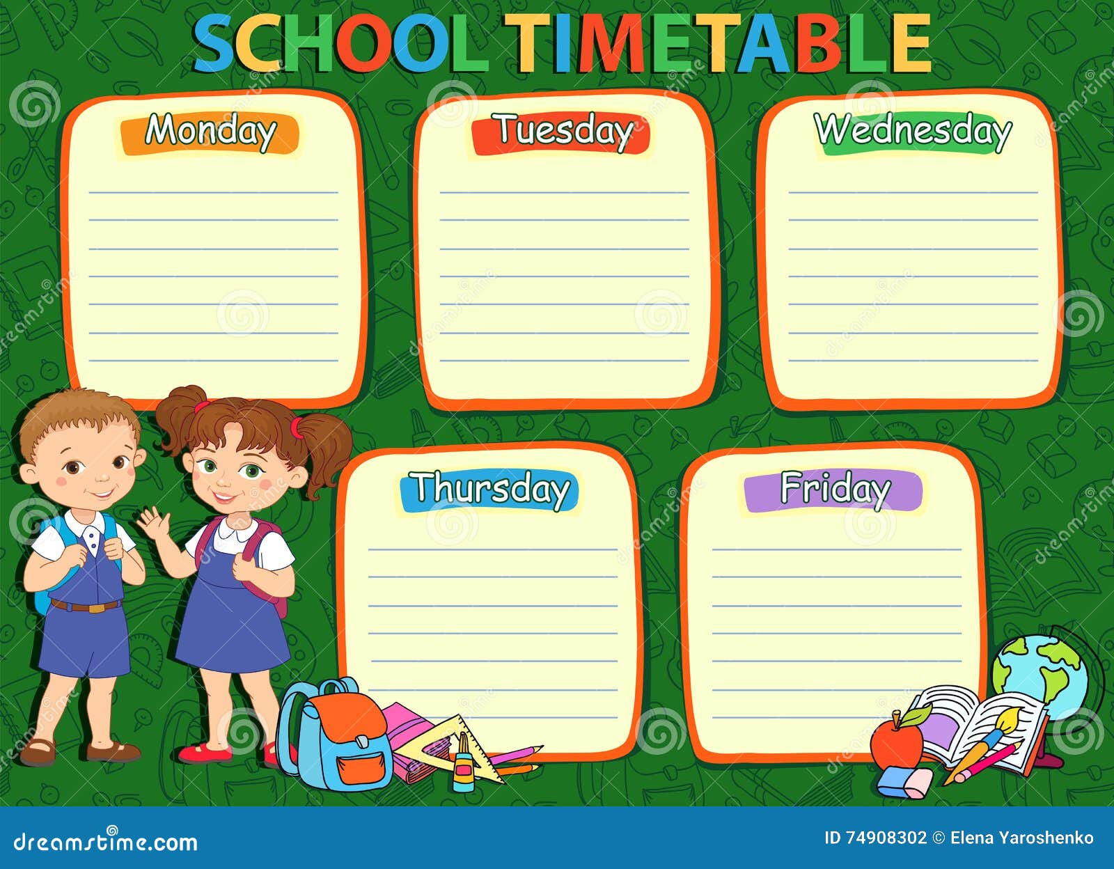School Timetable Thematic Image Vector Illustration. Stock Vector ...