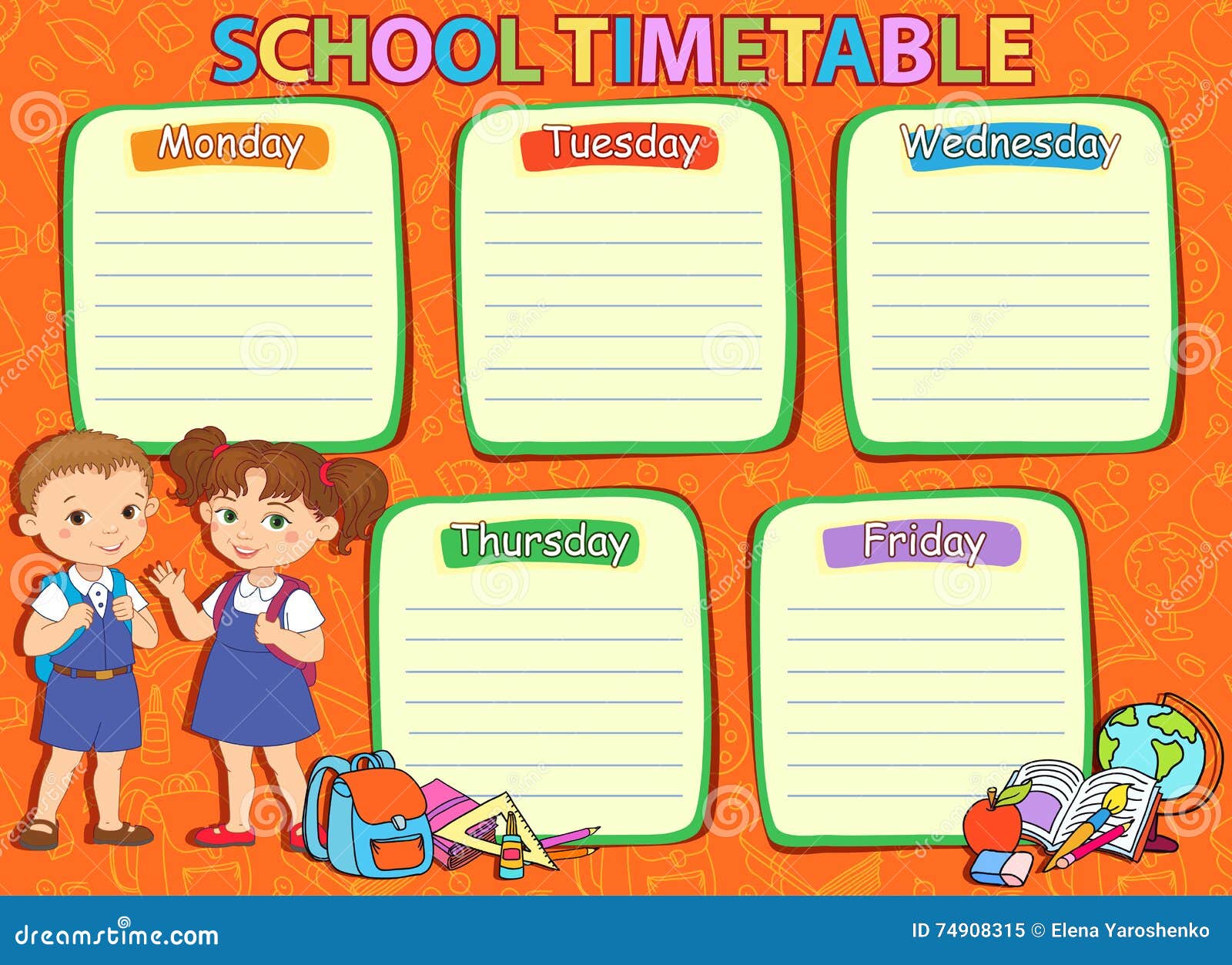 School Timetable Thematic Image Vector Illustration. Stock Vector ...