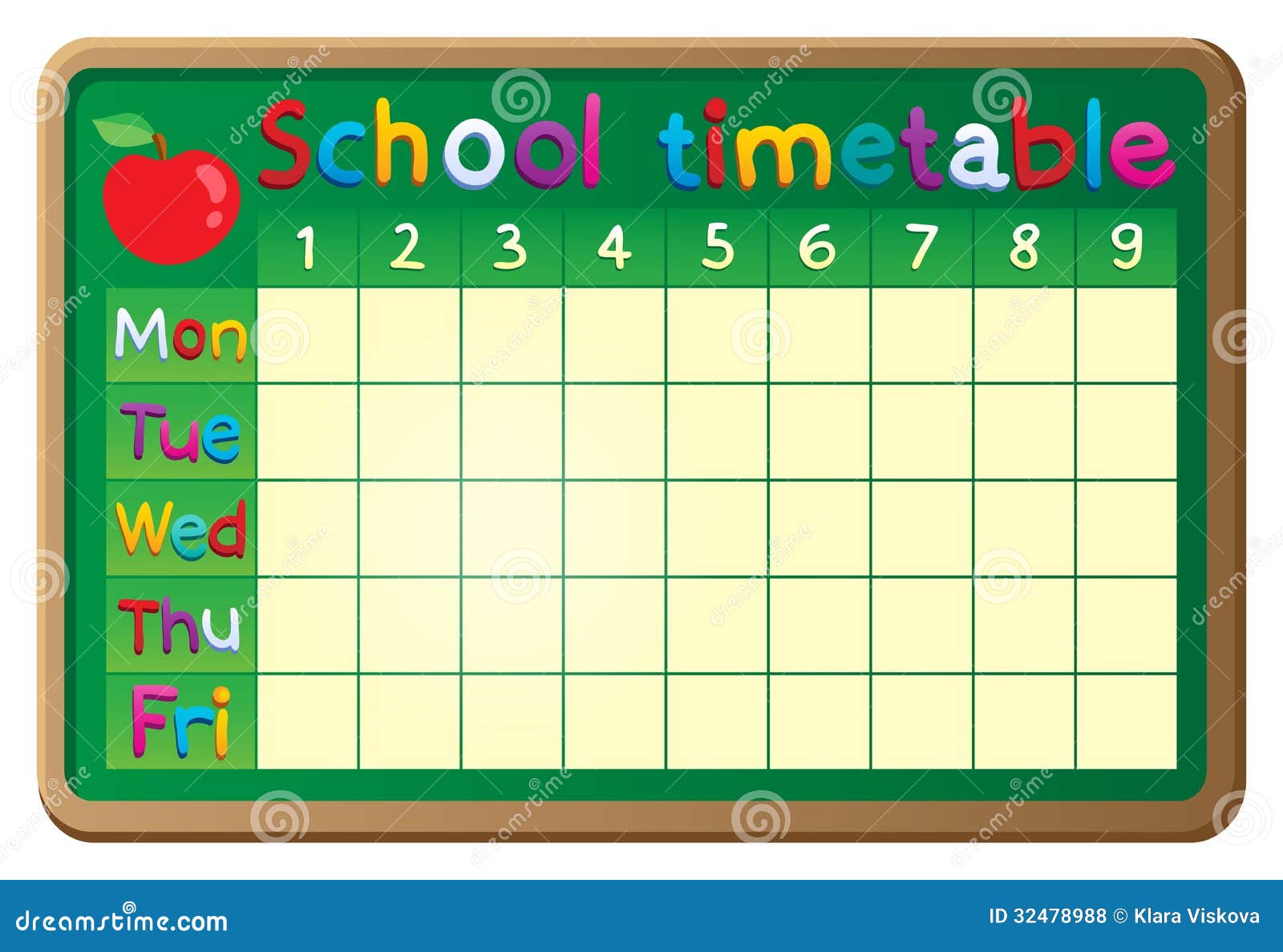 School Timetable Theme Image 2 Stock Vector - Illustration of table ...