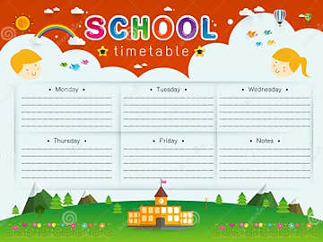 School Timetable Vector Illustration Stock Vector - Illustration of ...