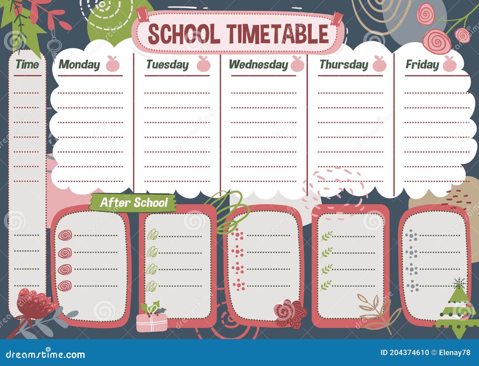 School Timetable for Week in English. Planning List. Printable Diary ...