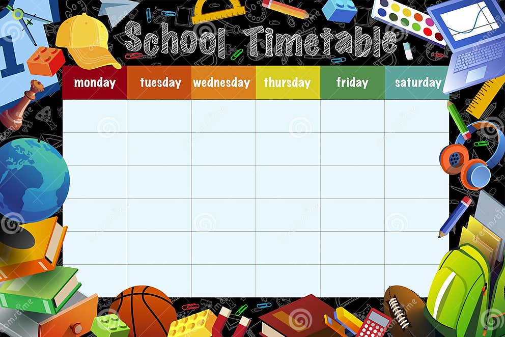 School Timetable, Weekly Classes Schedule on Blackboard Background ...