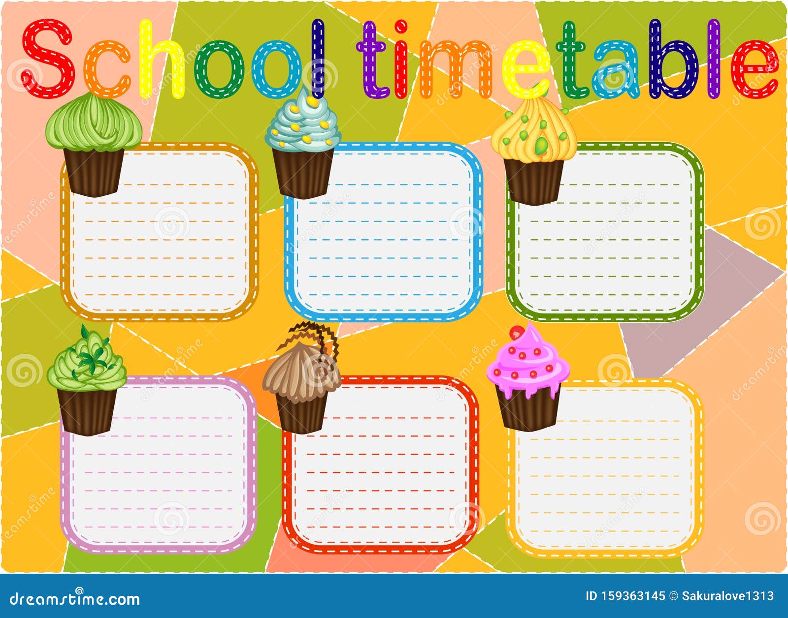 School Timetable, a Weekly Curriculum Design Template, Scalable Graphic ...