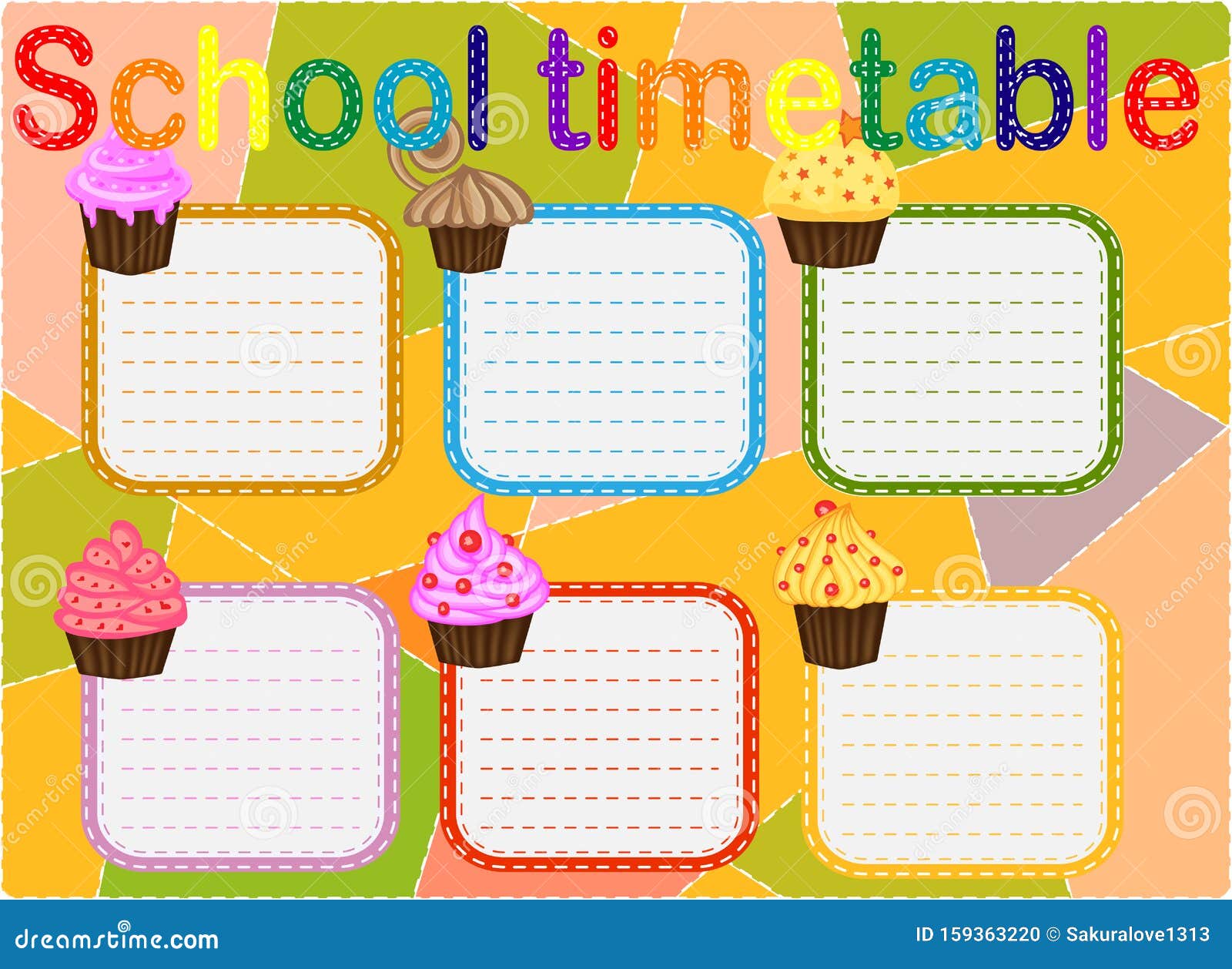 School Timetable, a Weekly Curriculum Design Template, Scalable Graphic ...