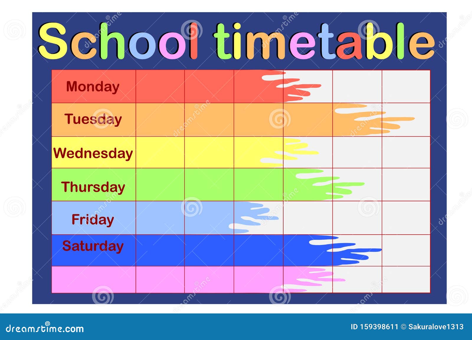 Template School Timetable for Students Stock Illustration ...