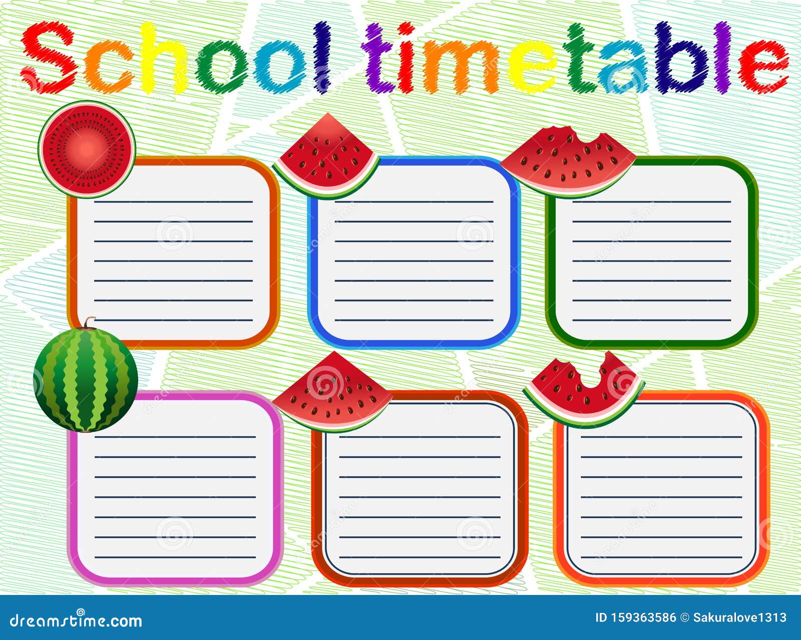 Template School Timetable for Students or Pupils with Days of Week and ...