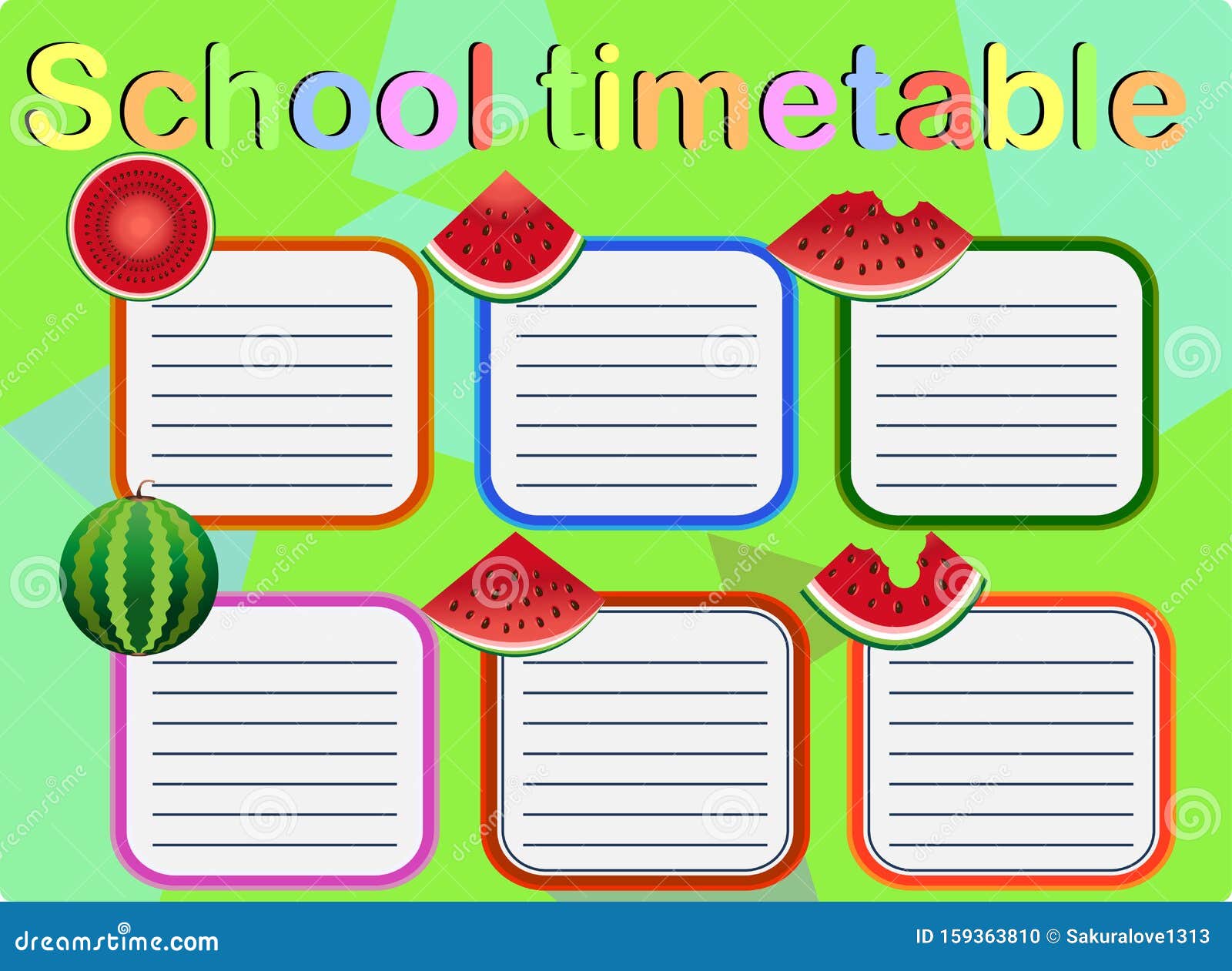 Template School Timetable for Students or Pupils with Days of Week and ...