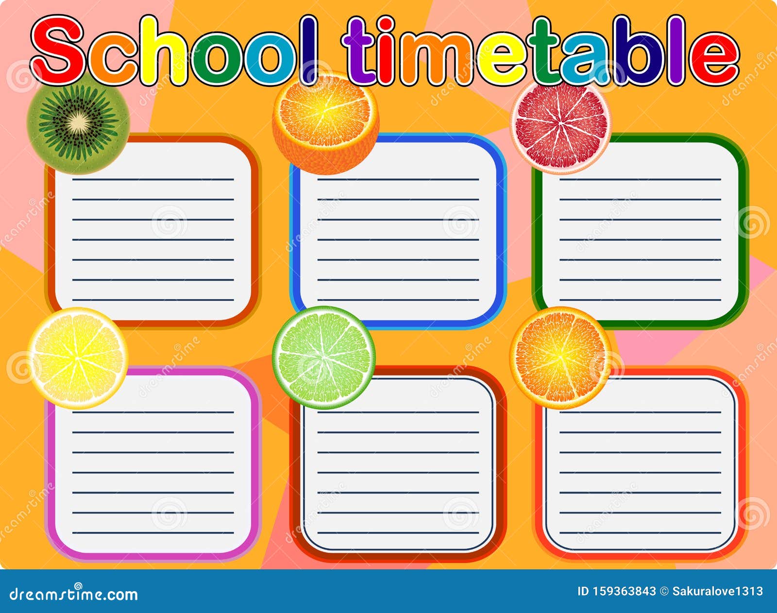 Template School Timetable for Students or Pupils with Days of Week and ...