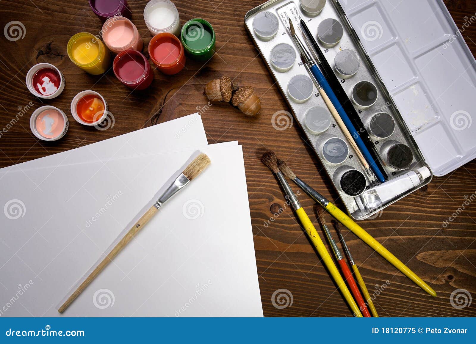 School tools stock image. Image of work, desk, brush - 18120775