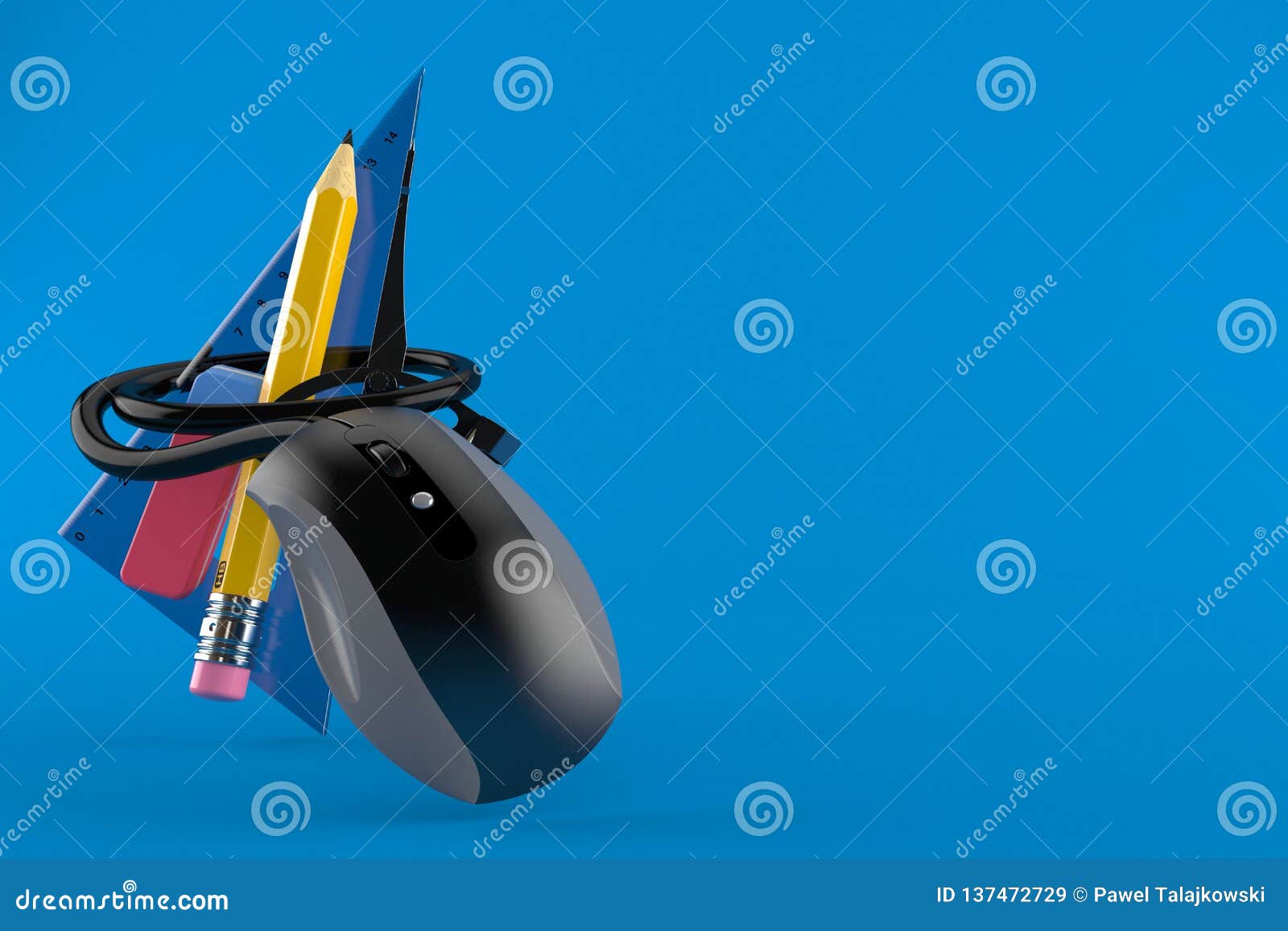 School Tools with Computer Mouse Stock Illustration - Illustration of ...