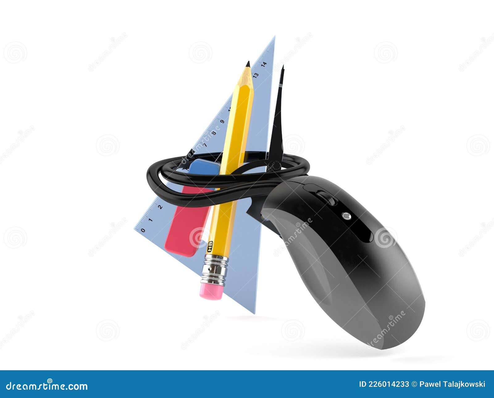 School Tools with Computer Mouse Stock Illustration - Illustration of ...