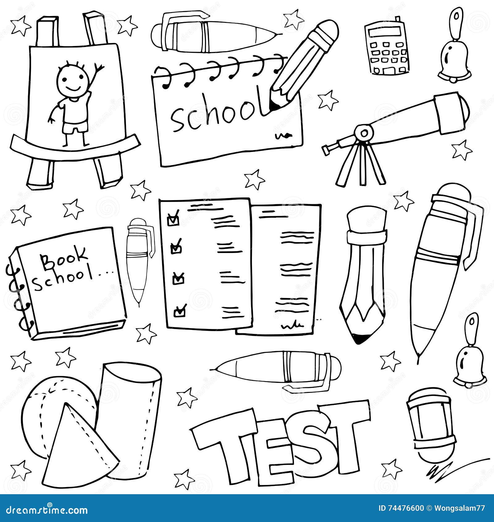 School Tools in Doodles Hand Draw Stock Vector - Illustration of school ...