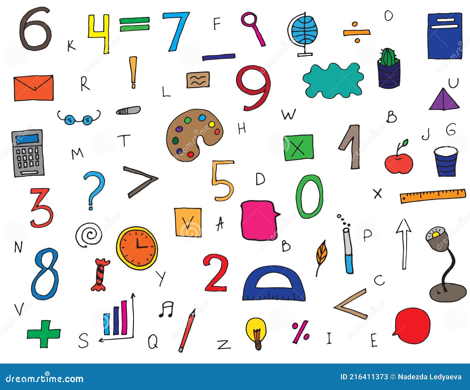 School Tools Set for Physical Sciences in Sketch Doodle Style Stock ...