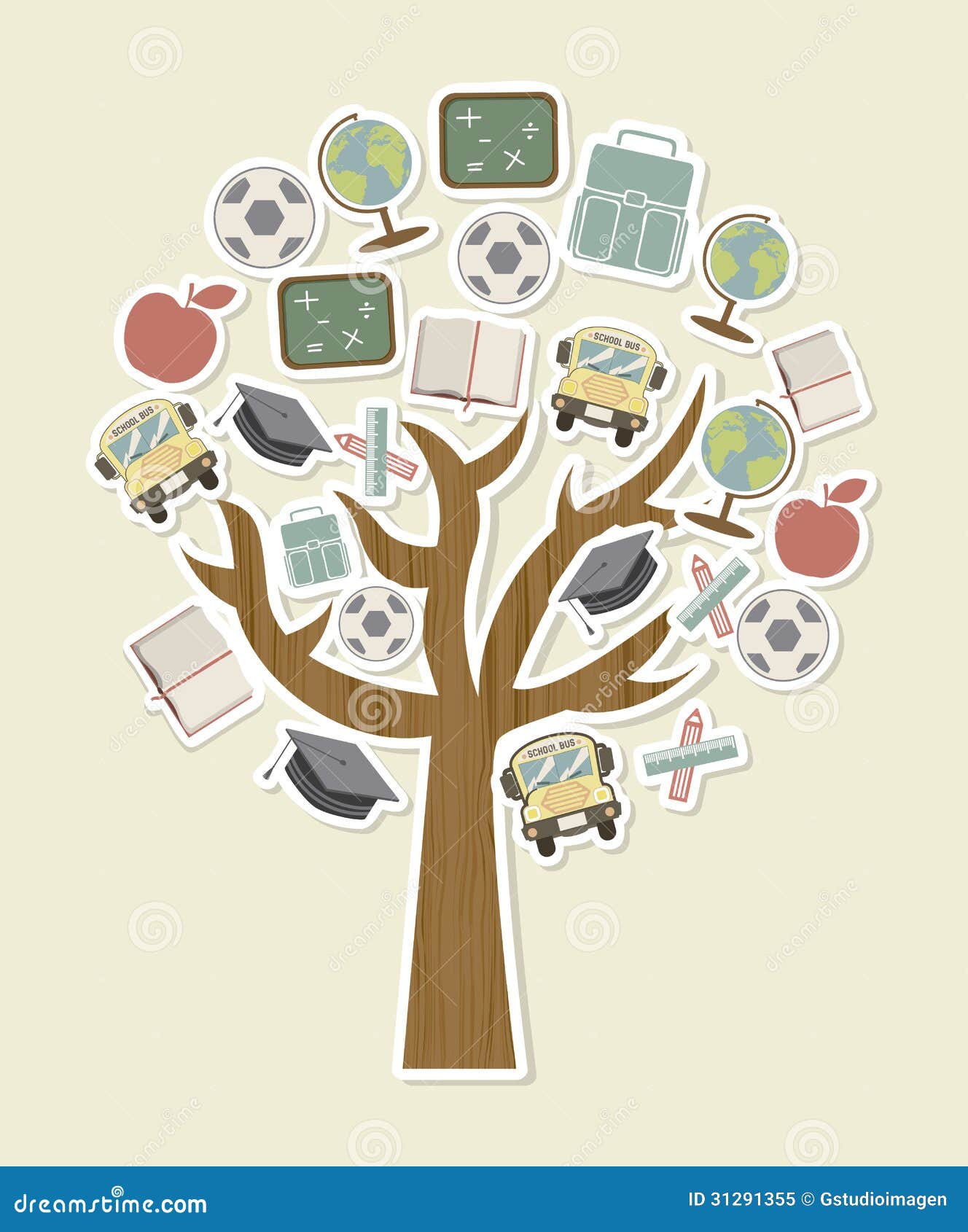 School Tree Cartoon Vector | CartoonDealer.com #20261239