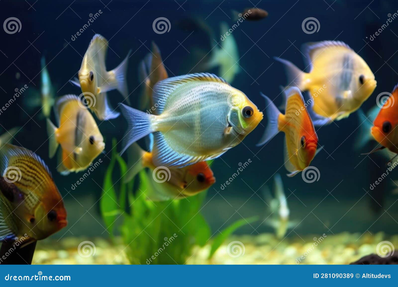 School of Tropical Fish Swimming in Tranquil Aquarium Stock Image ...