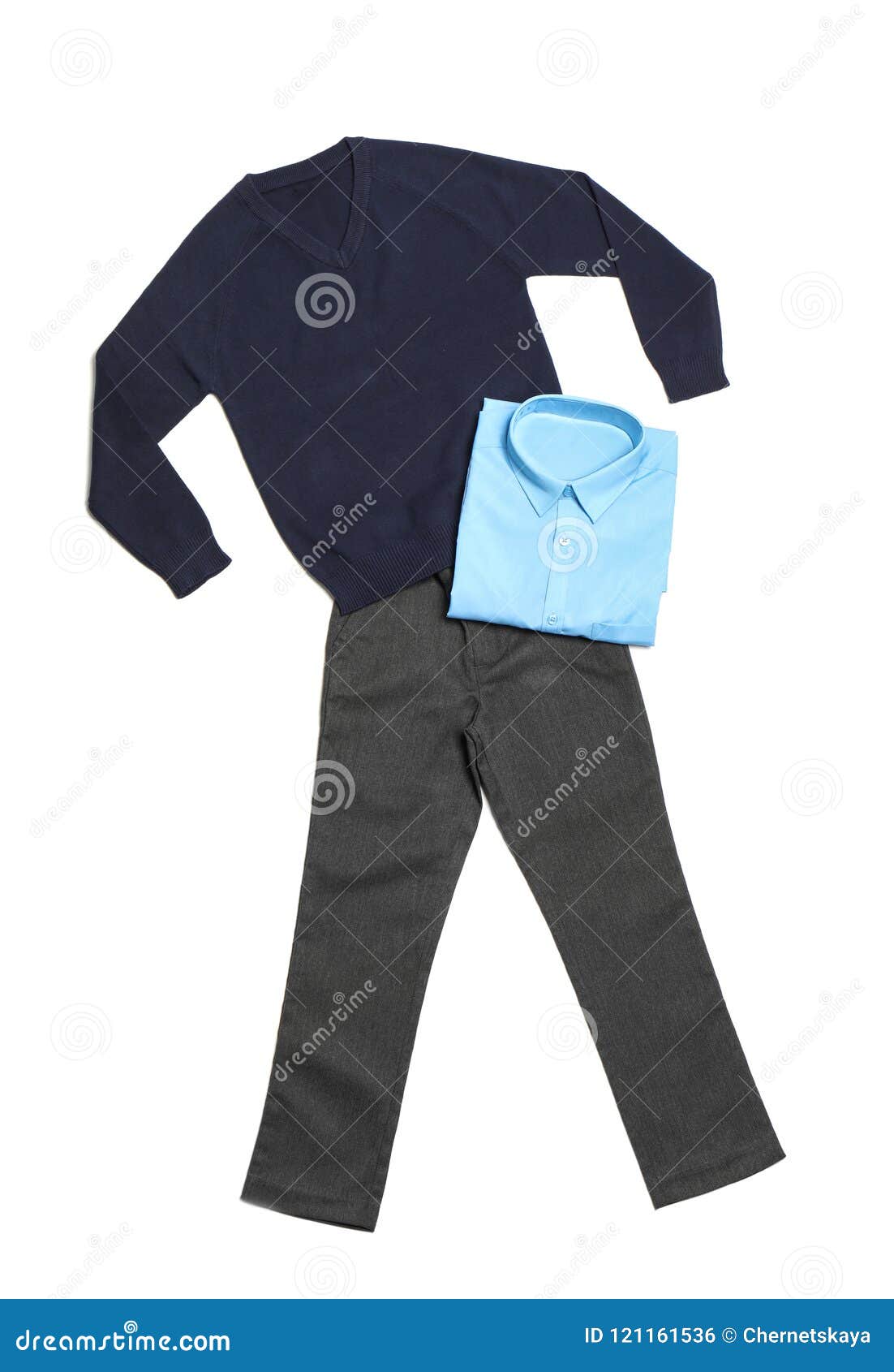 School Uniform for Boy on White Background Stock Photo - Image of ...