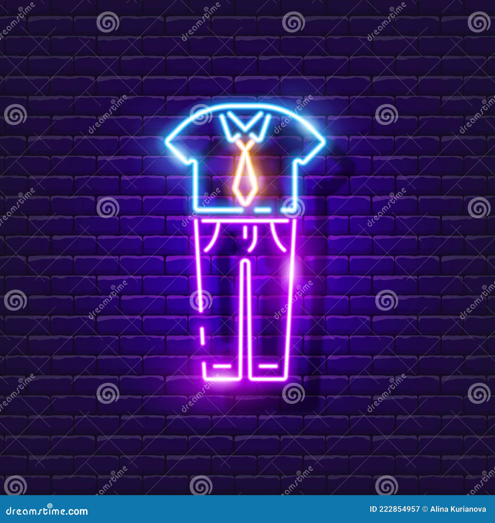 School Uniform Neon Sign. Dresscode for a Man is a Luminous Icon ...
