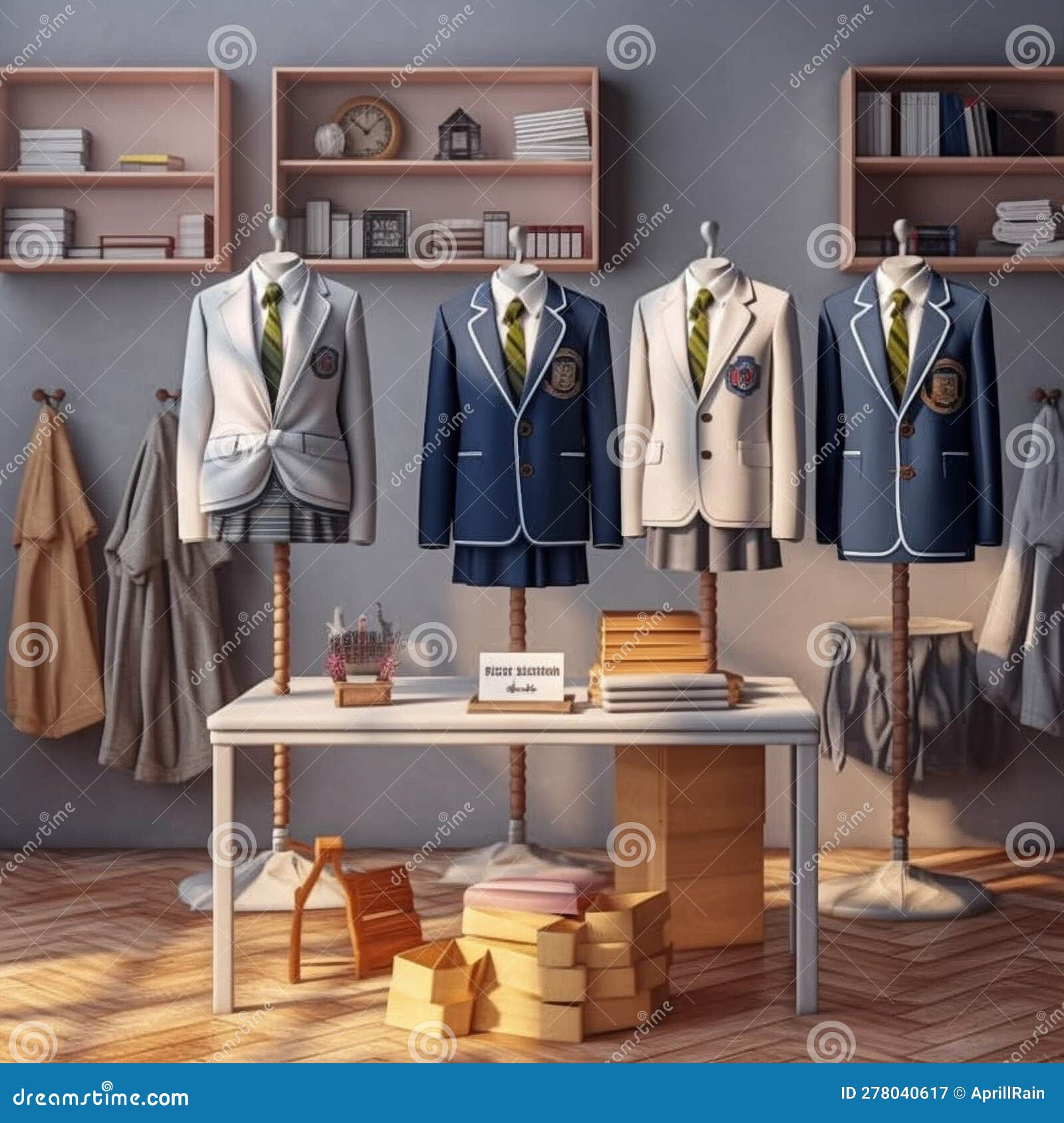 School Uniforms, Various Designs and Options. Blue Colors Stock Image ...