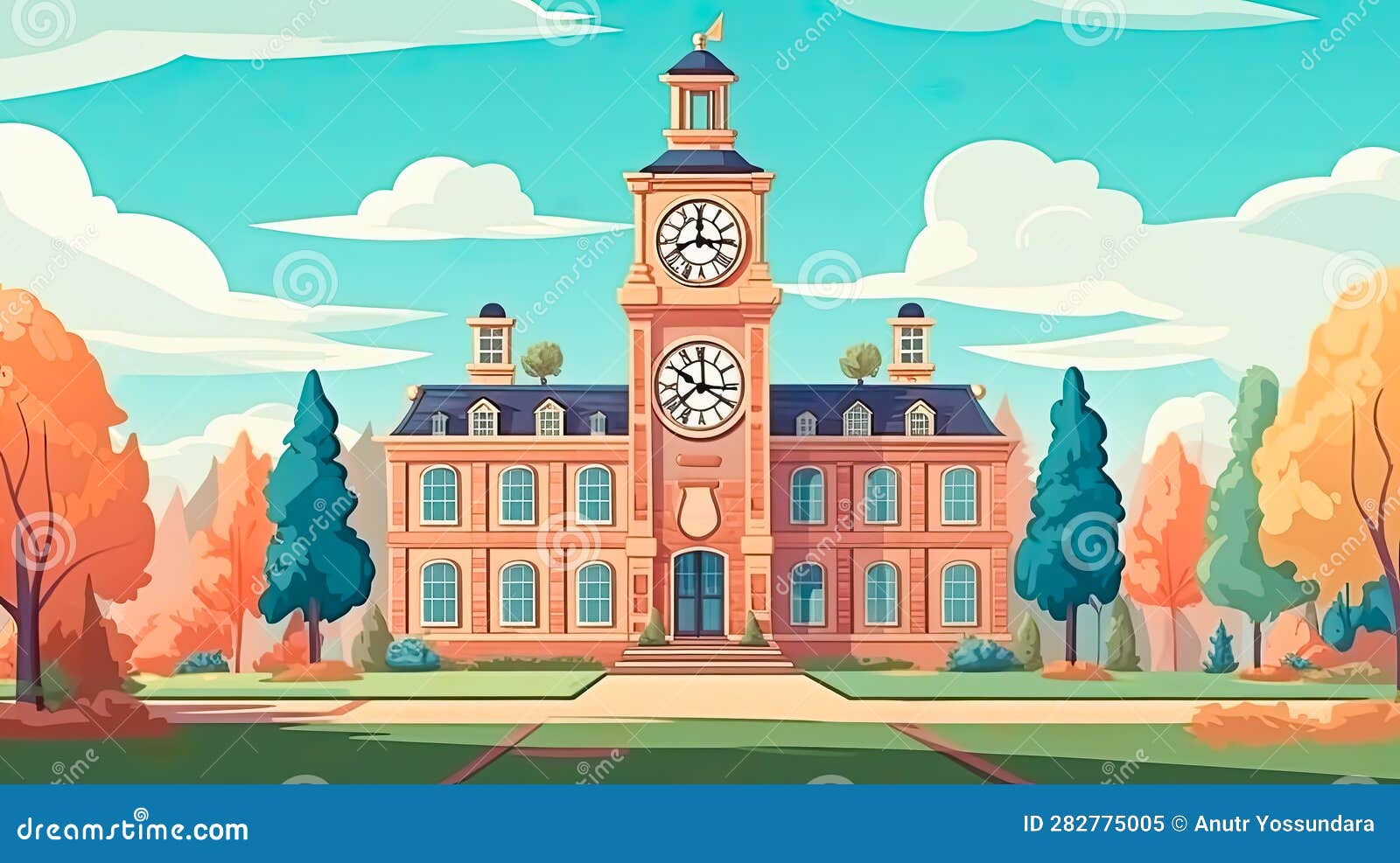 School and University Building Illustration for Cartoon and Comic ...