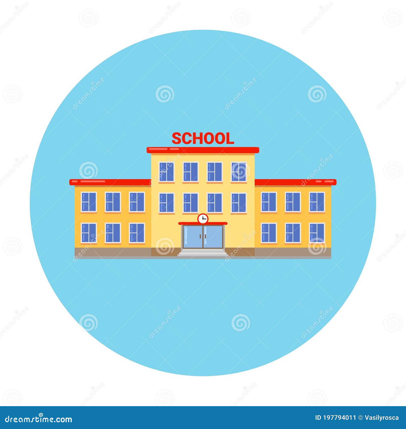 Cartoon Middle School Building