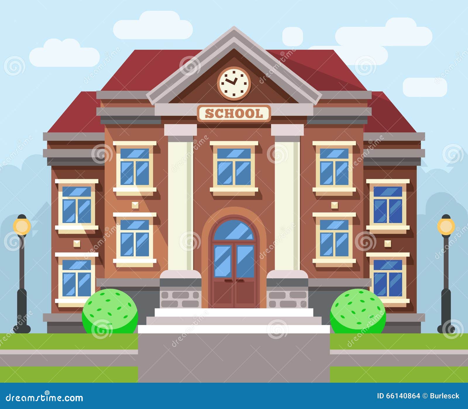 School or University Building. Vector Flat Education Concept Stock ...