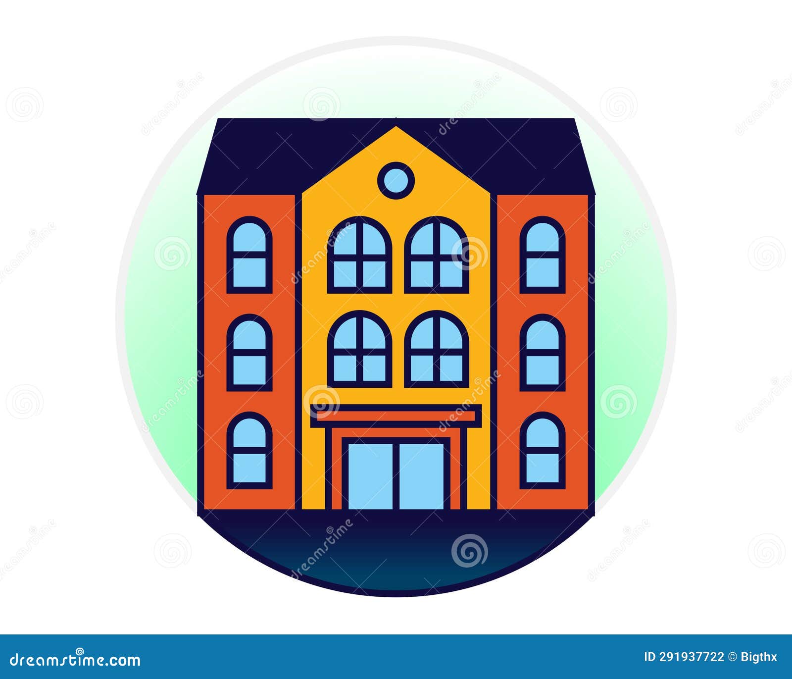 School University House Icon in Flat Style on a Office Illustration ...