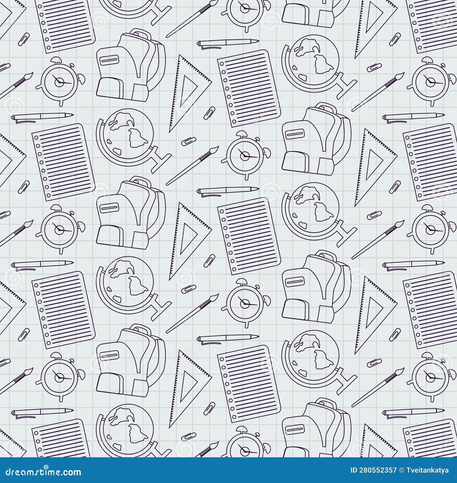 School, University Monochrome Pattern. Vector Illustration in Flat ...