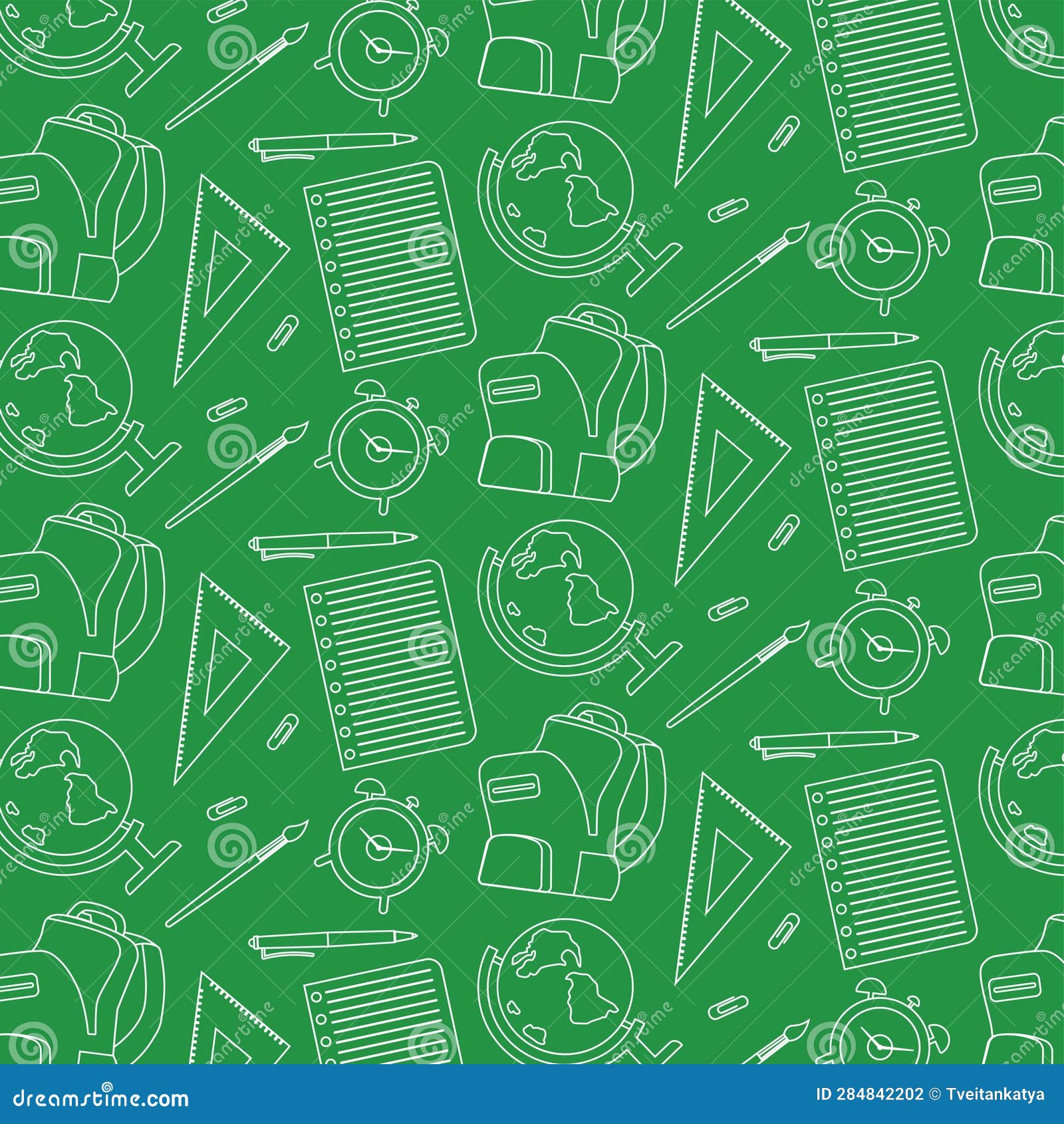 School, University Pattern. White Lines on Green Desk. Vector ...