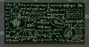 School Vector Blackboard with Handwritten Mathematical Formulas ...