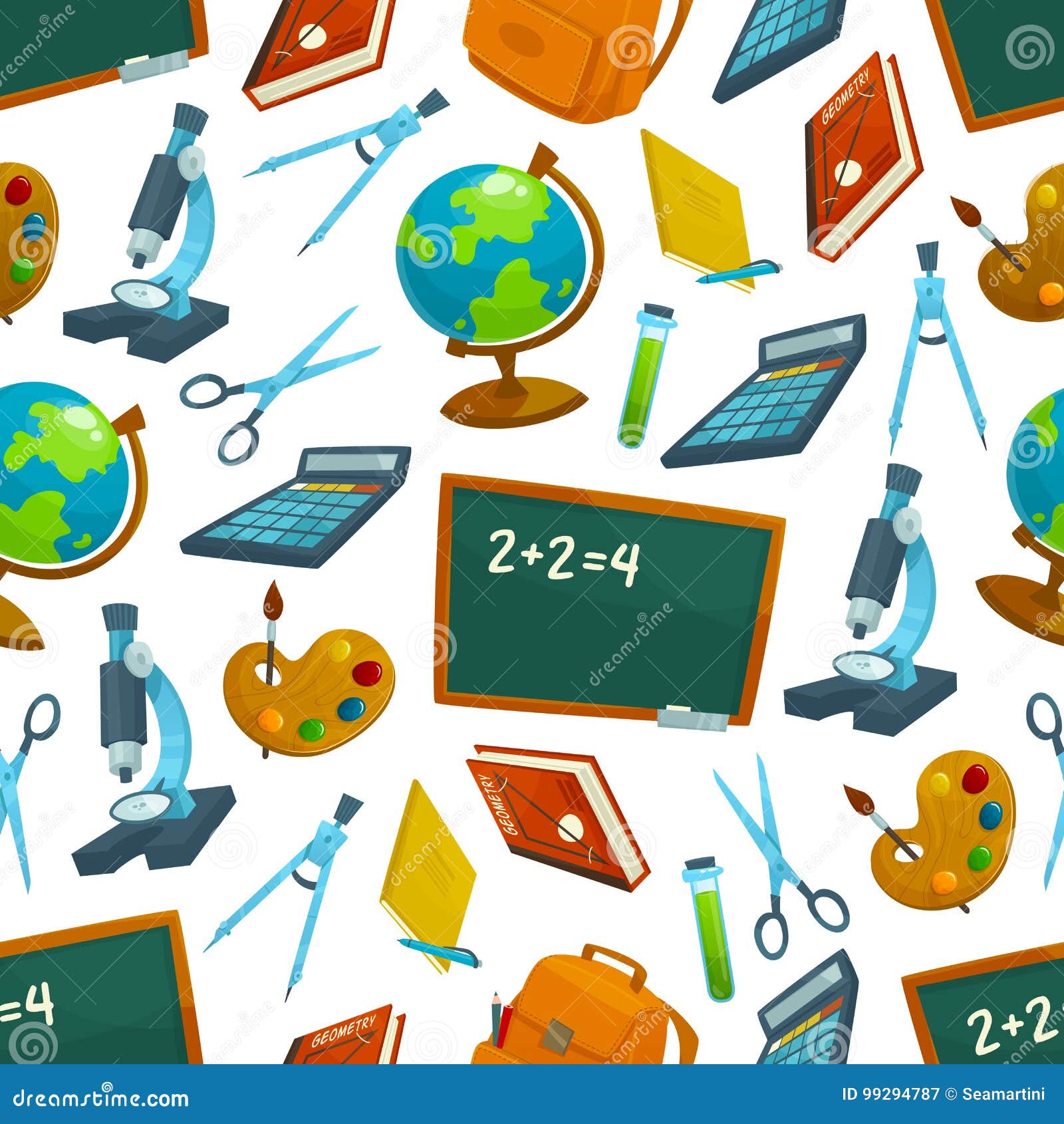 School Vector Seamless Pattern of Study Supplies Stock Vector ...