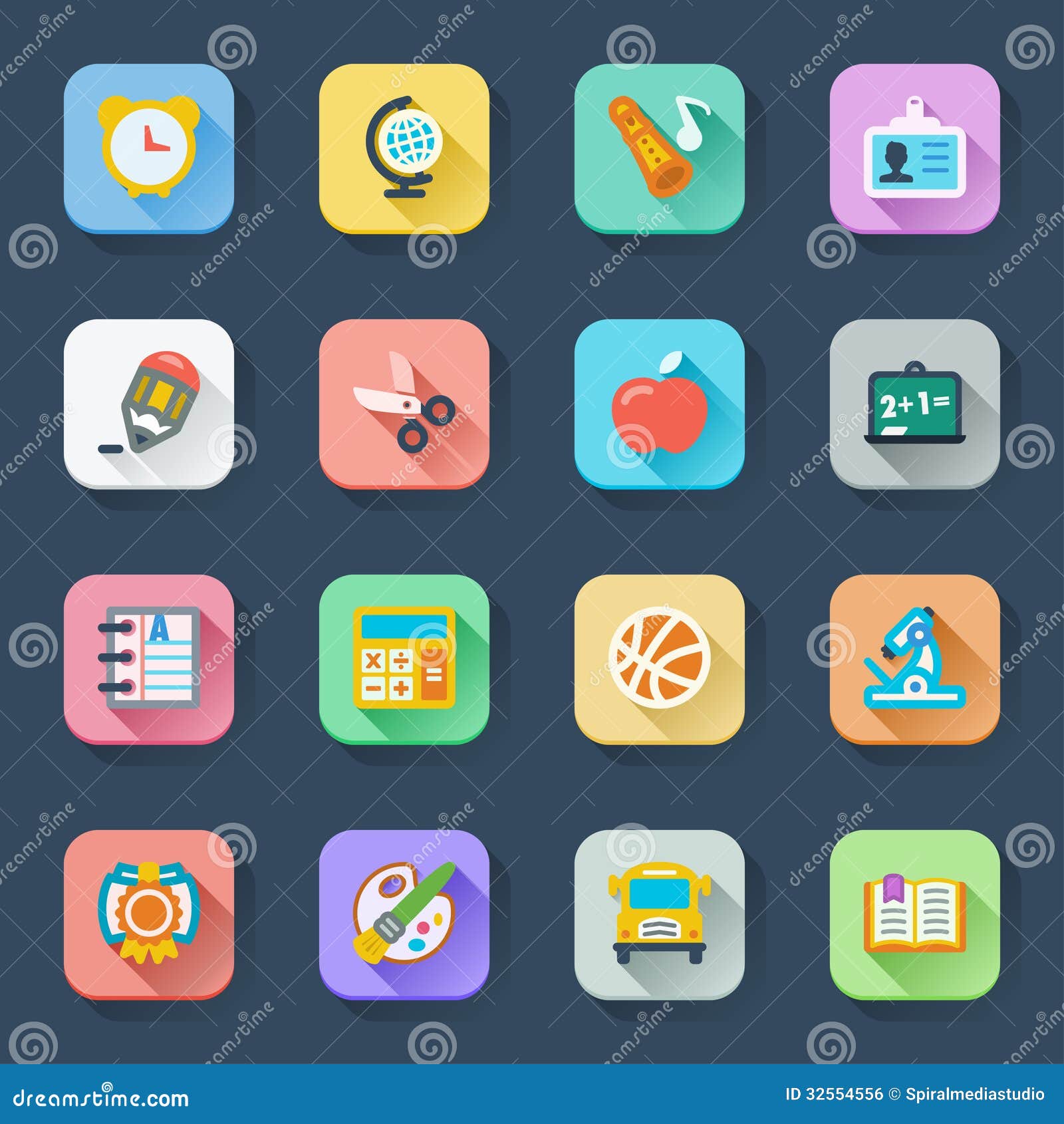 School vlakke pictogrammen vector illustratie. Illustration of taal ...