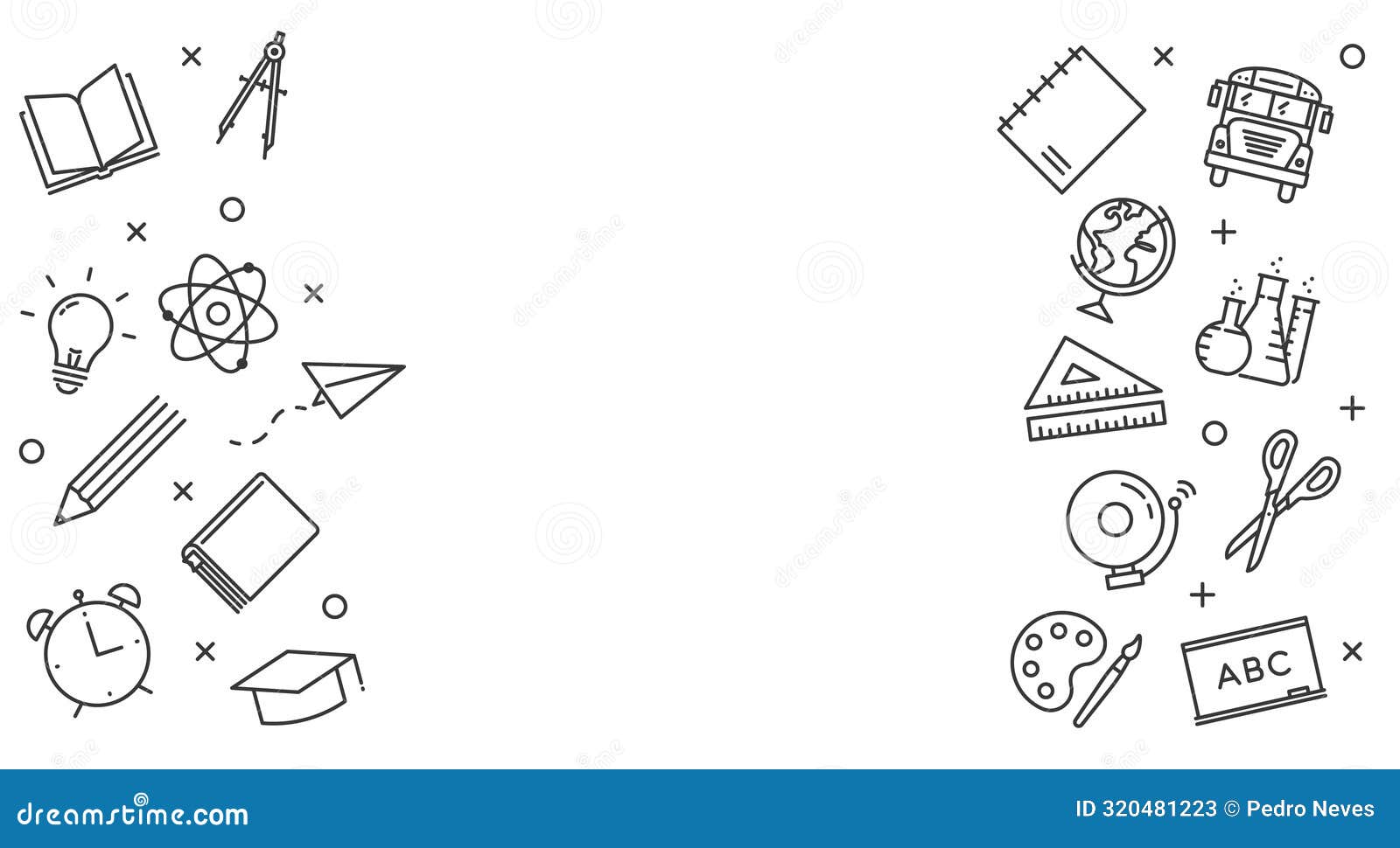 School White Background with a Frame of Icons in Both Sides. Education ...